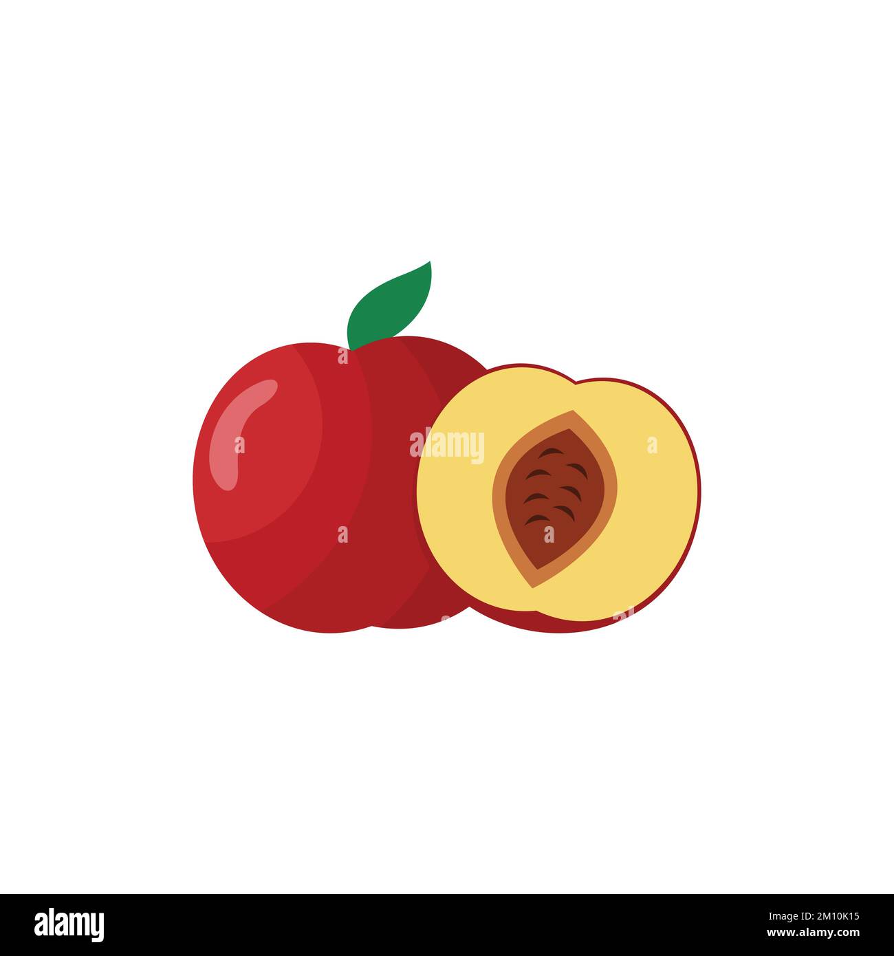 Nectarine Flat design clip art vector illustration isolated on a white ...