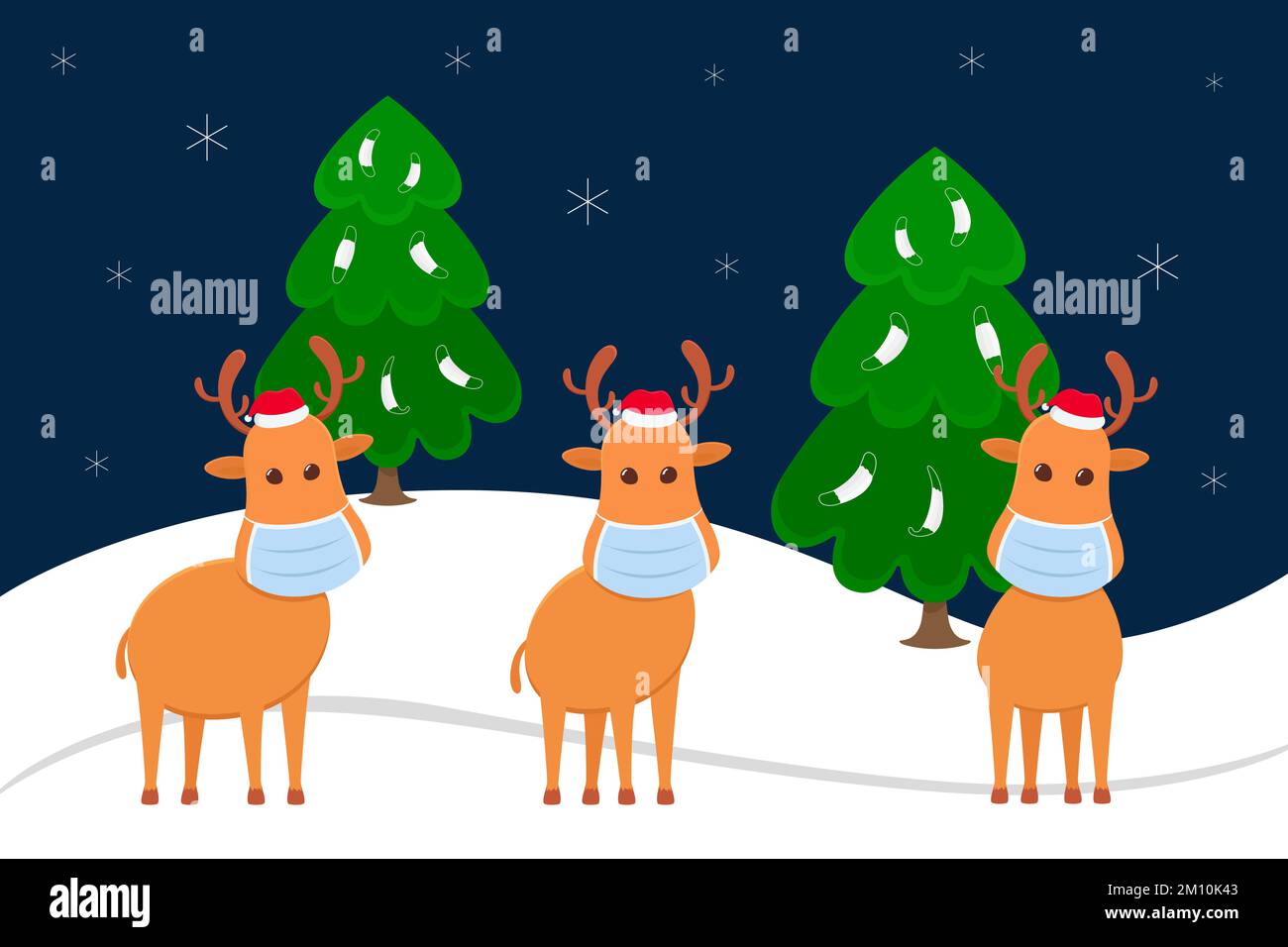 Reindeers in face masks. Vector illustration Stock Vector Image & Art ...