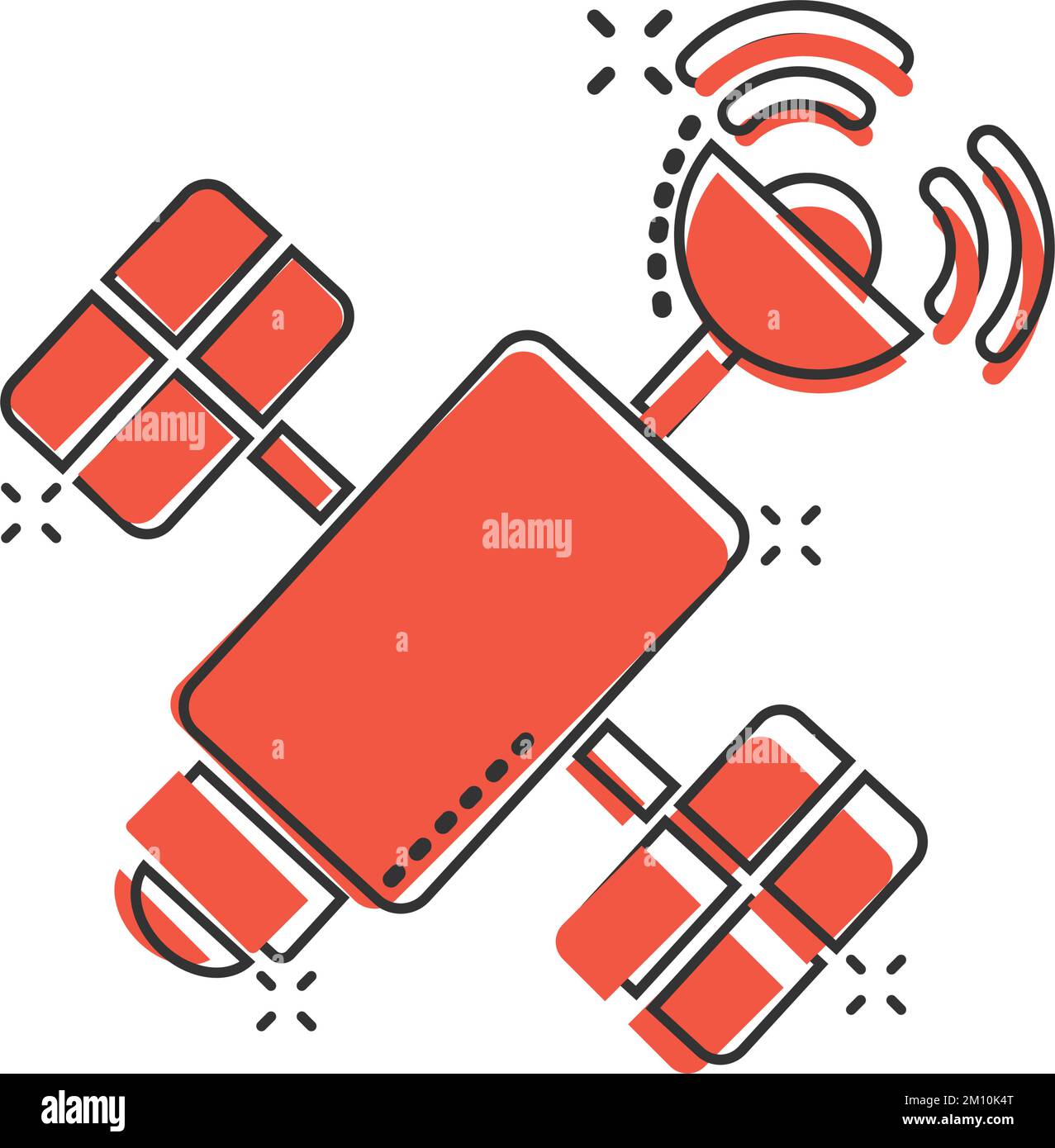 Satellite icon in comic style. Sputnik cartoon vector illustration on ...