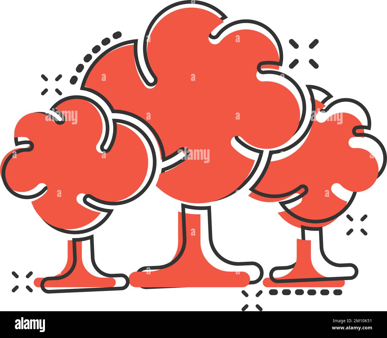Tree icon in comic style. Forest cartoon vector illustration on white ...