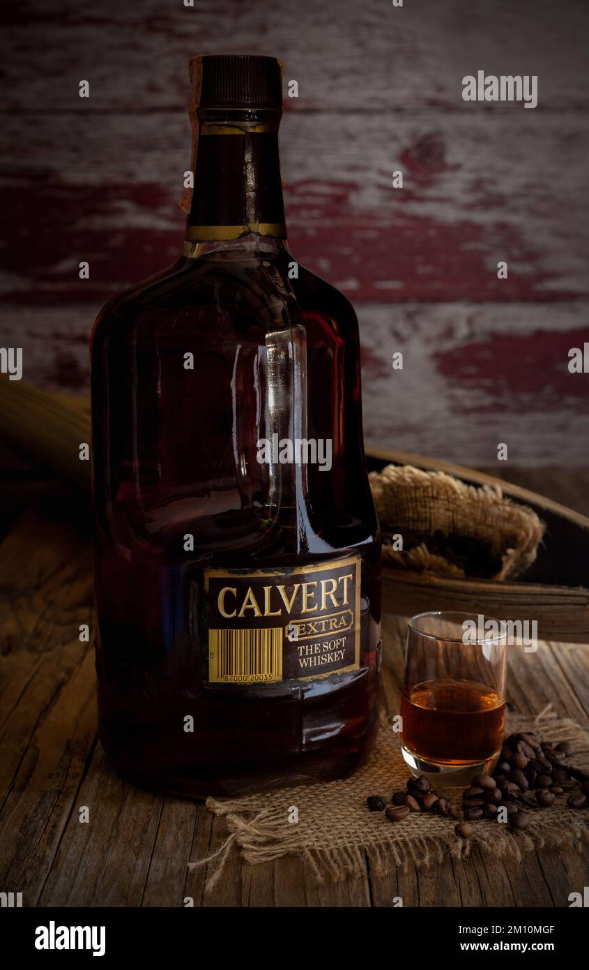 Large bottle of Calvert brand American whiskey Stock Photo - Alamy