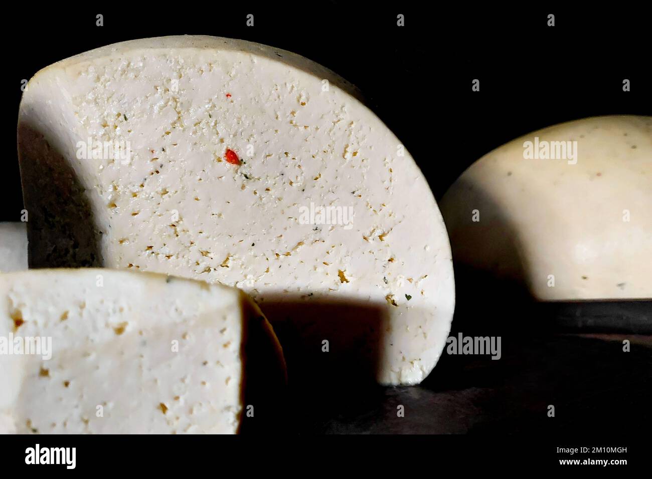 Homemade cheese with chilli from cow's milk, which grazes high in the ...