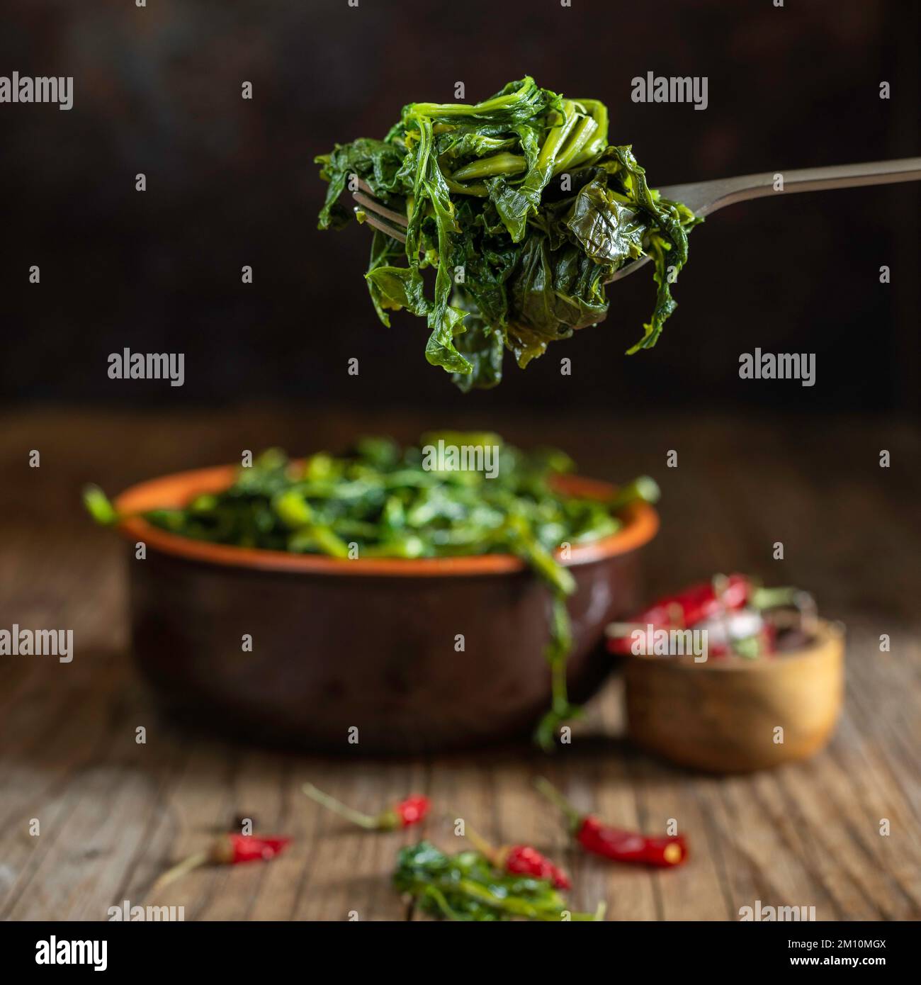 Cup of fried broccoli called friarielli typical neapolitan food Stock ...