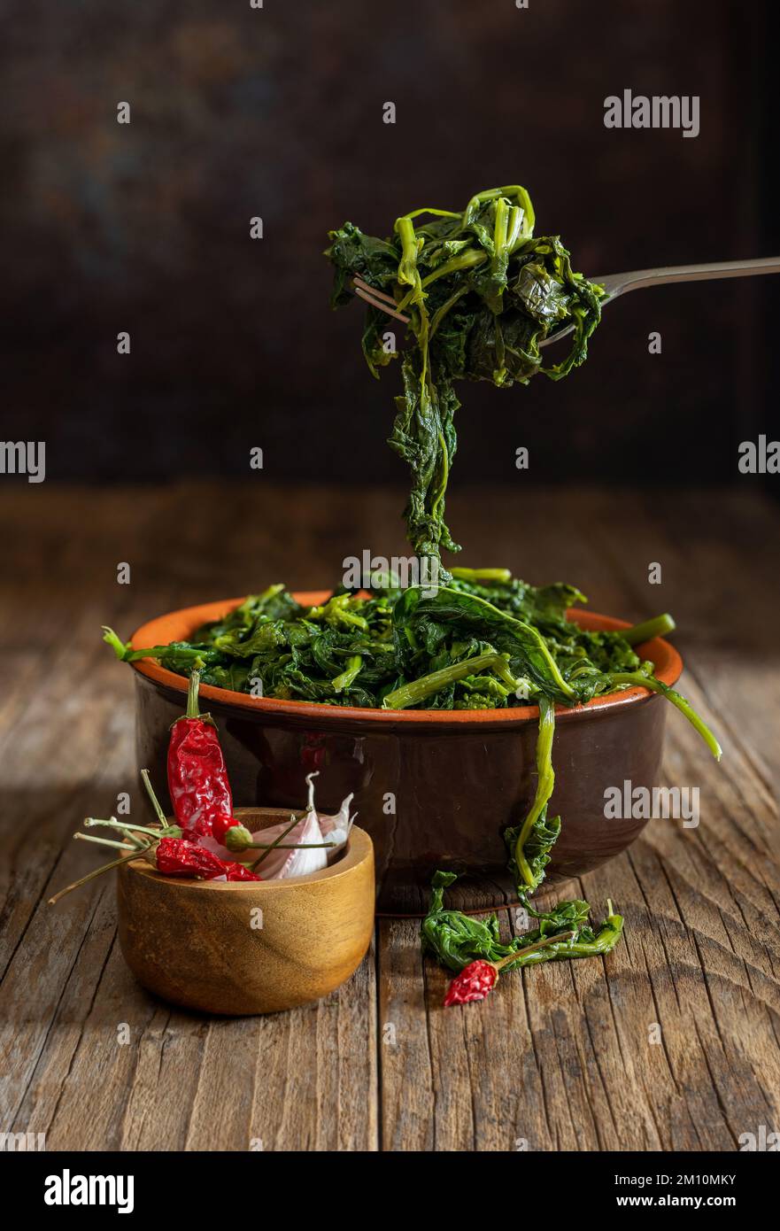 Cup of fried broccoli called friarielli typical neapolitan food Stock ...