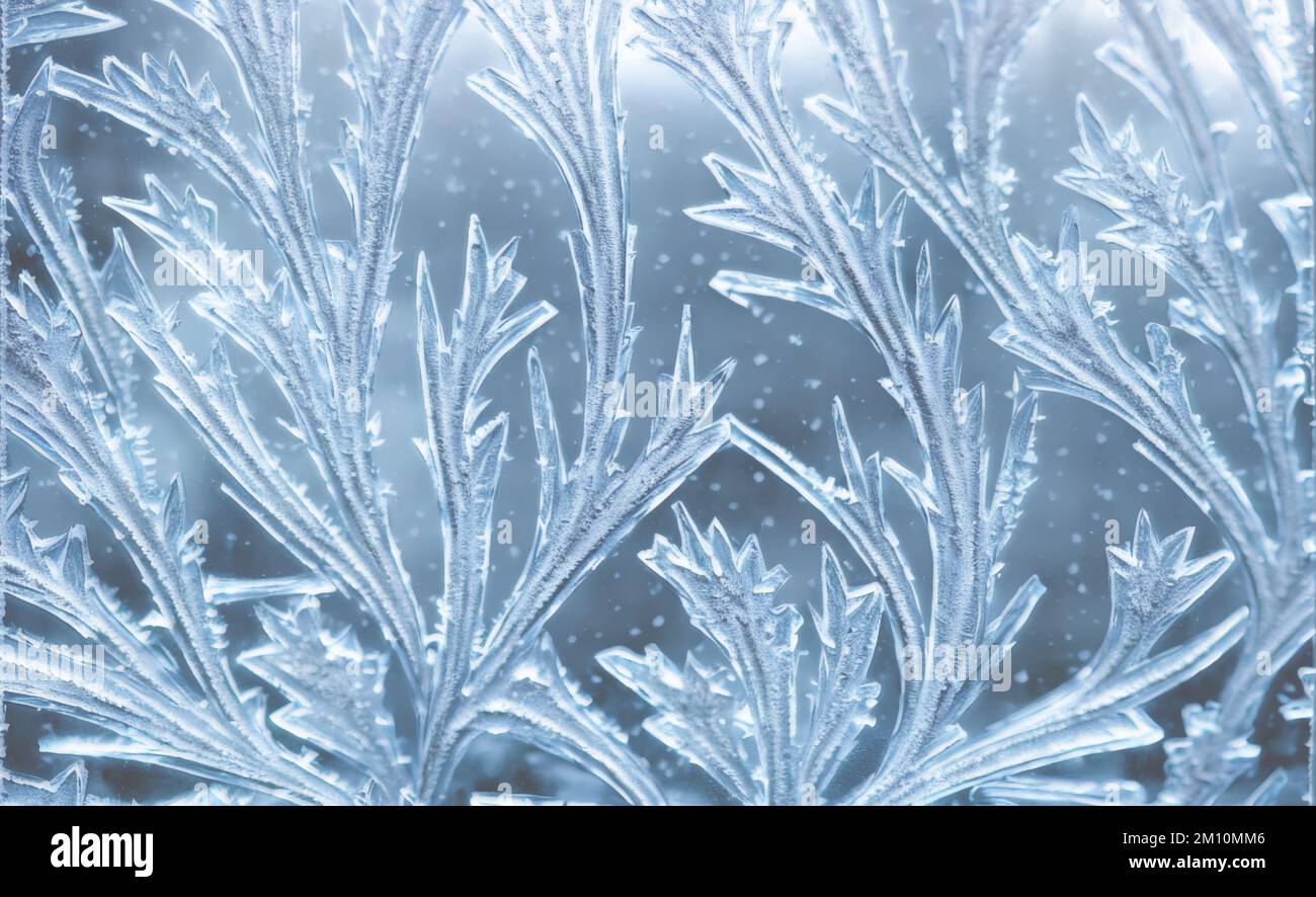 Frost patterns on window pane - digital illustration Stock Photo - Alamy