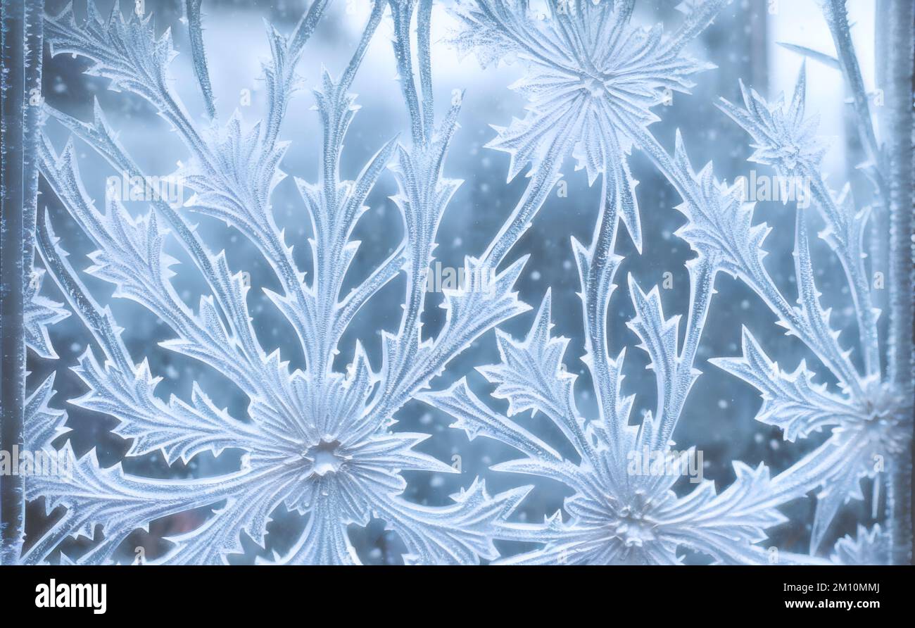 Frost patterns on window pane - digital illustration Stock Photo - Alamy