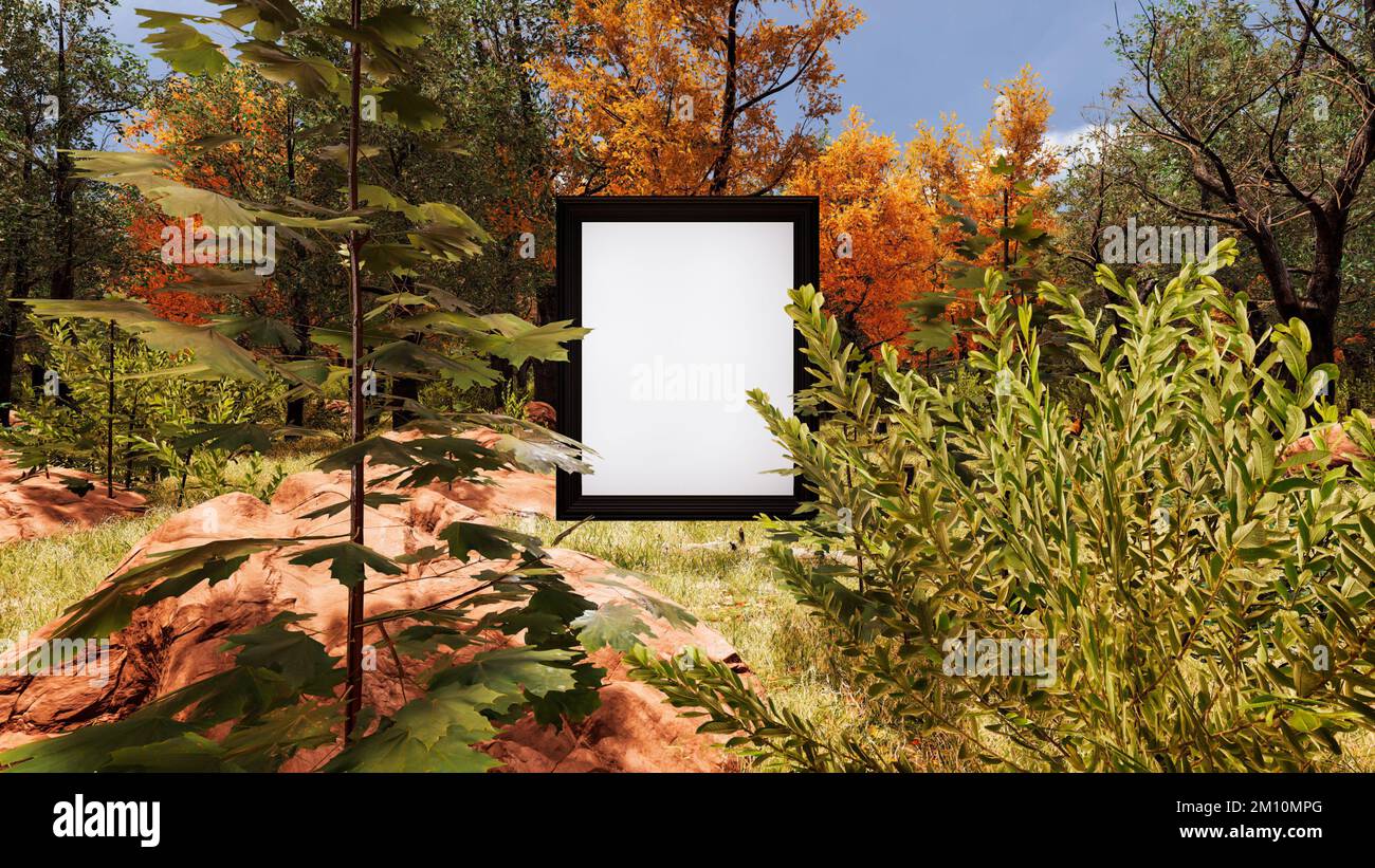 canva mock up with environmental background 3d render Stock Photo - Alamy