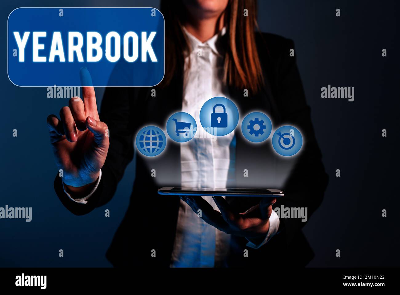 Handwriting text Yearbook. Word Written on publication compiled by ...