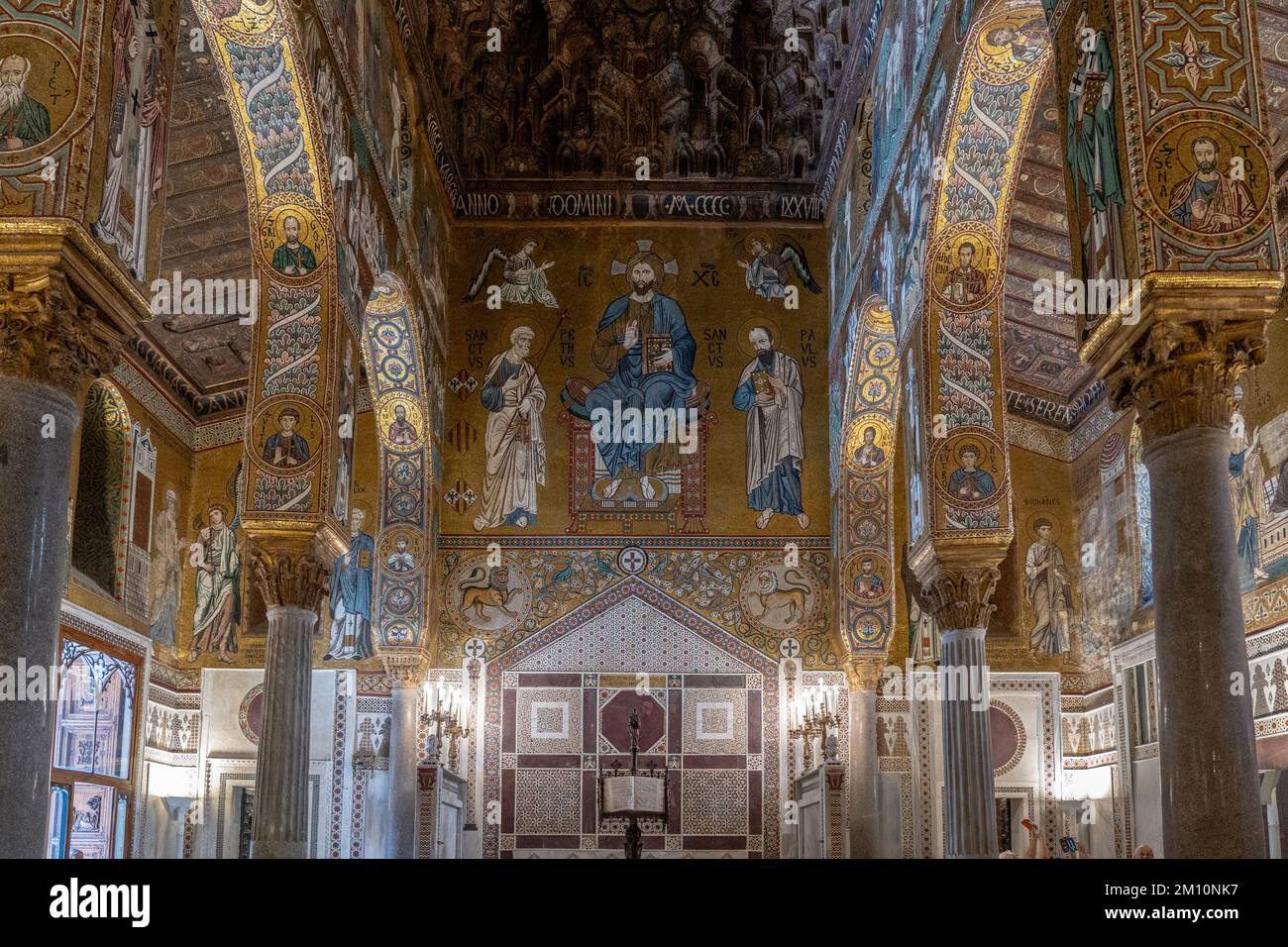 Mosaics inside the Palatine Chapel, the chapel of the Norman kings in ...