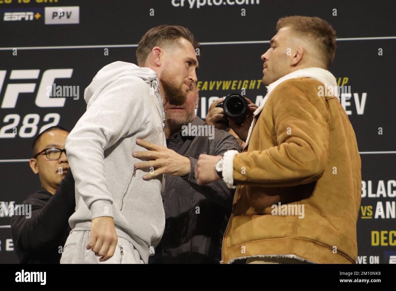 LAS VEGAS, NV - DECEMBER 8: (L-R) Darren Till and Dricus Du Plessis ...