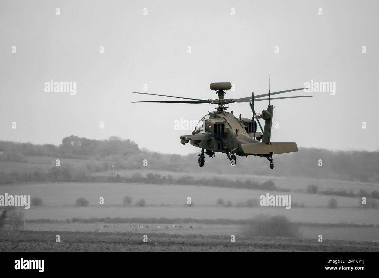 close up of British army AH-64E Boeing Apache Attack helicopter (ZM722 ...