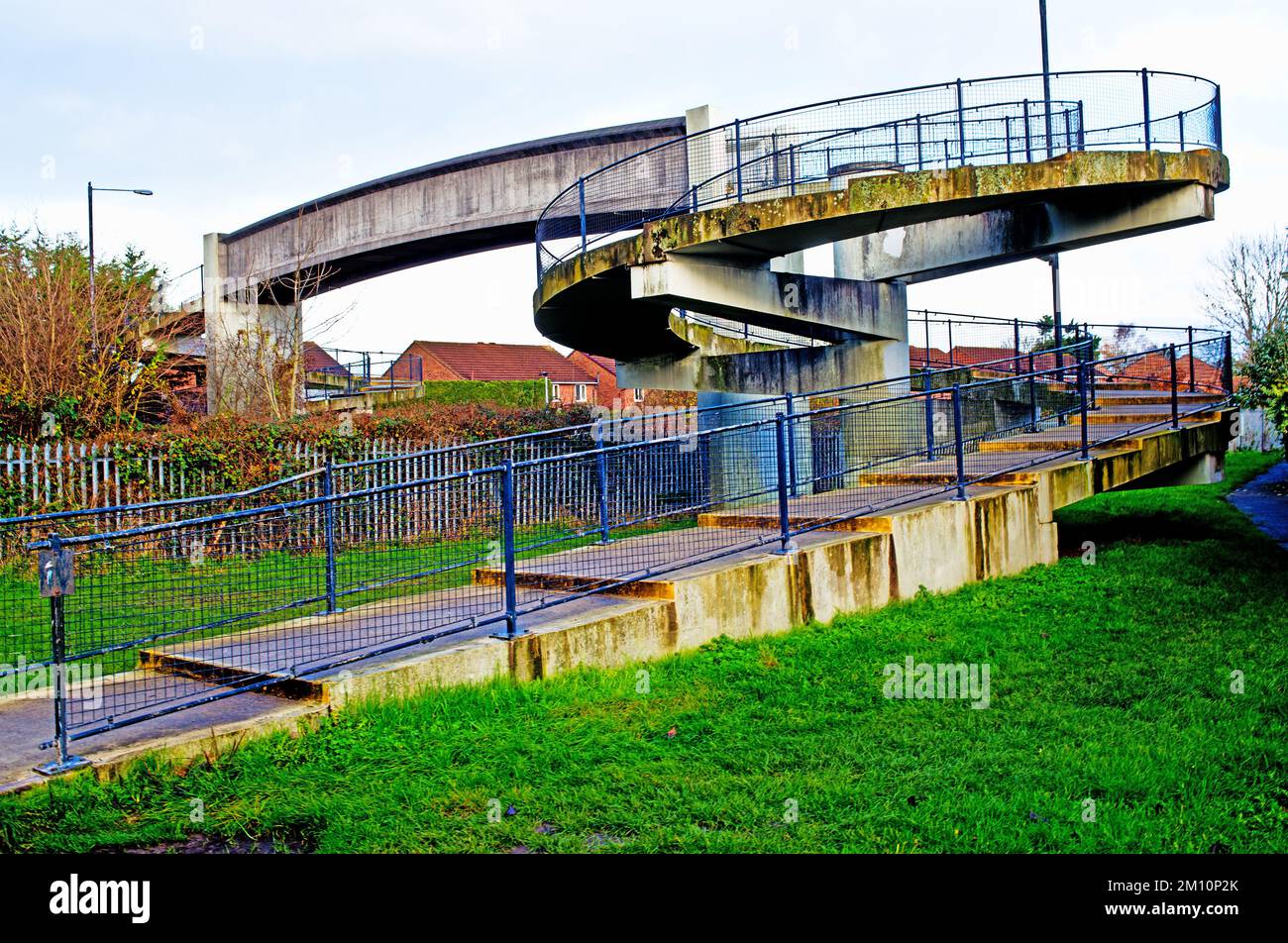 Modernist footbridge at Strensall, North Yorkshire, England Stock Photo ...