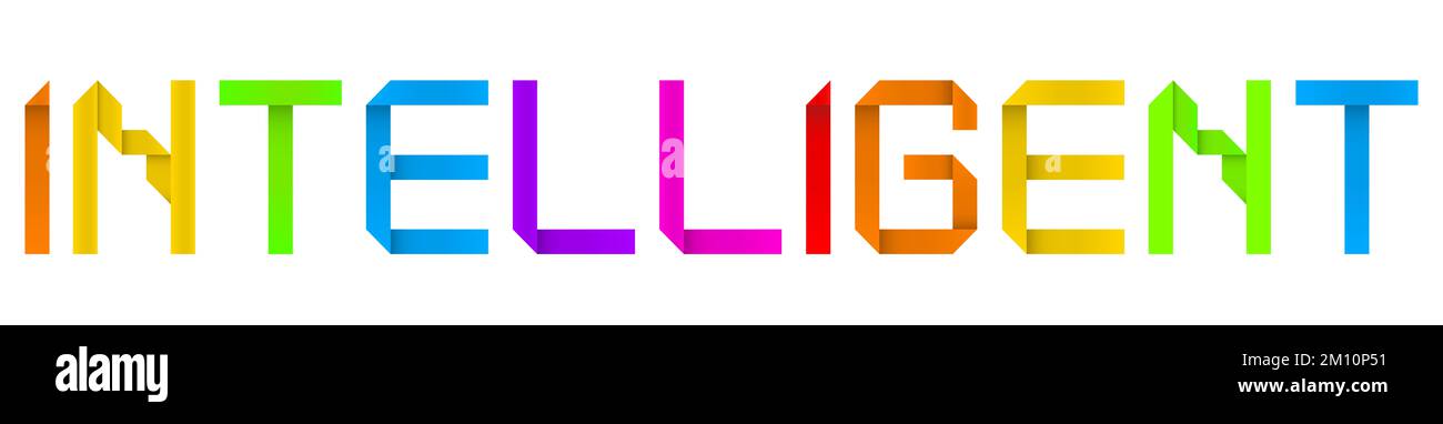 Concept or conceptual paper origami font forming the word INTELLIGENT ...