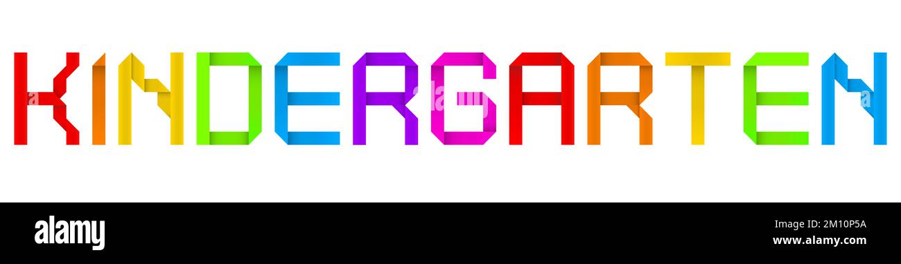 Concept or conceptual paper origami font forming the KINDERGARTEN word ...
