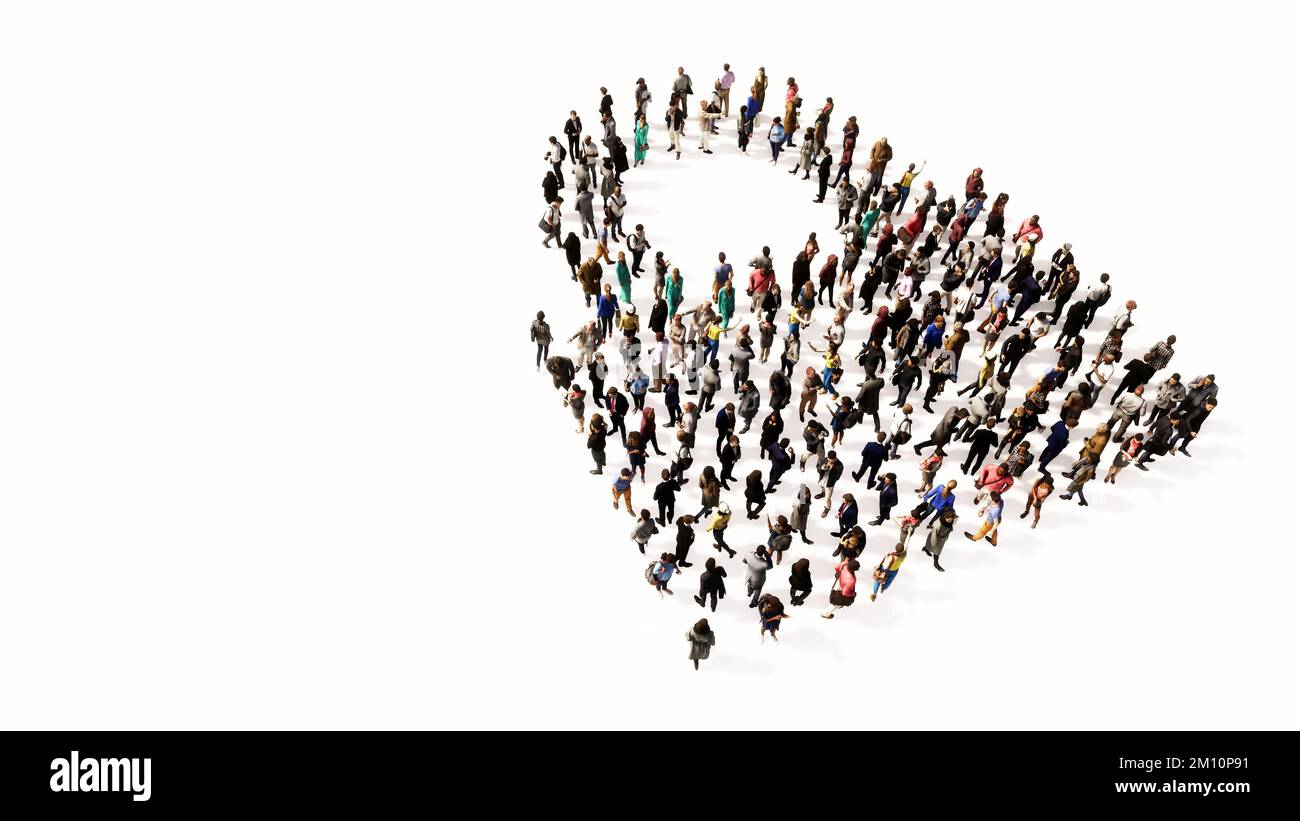 Concept conceptual large community of people forming the padlock icon ...
