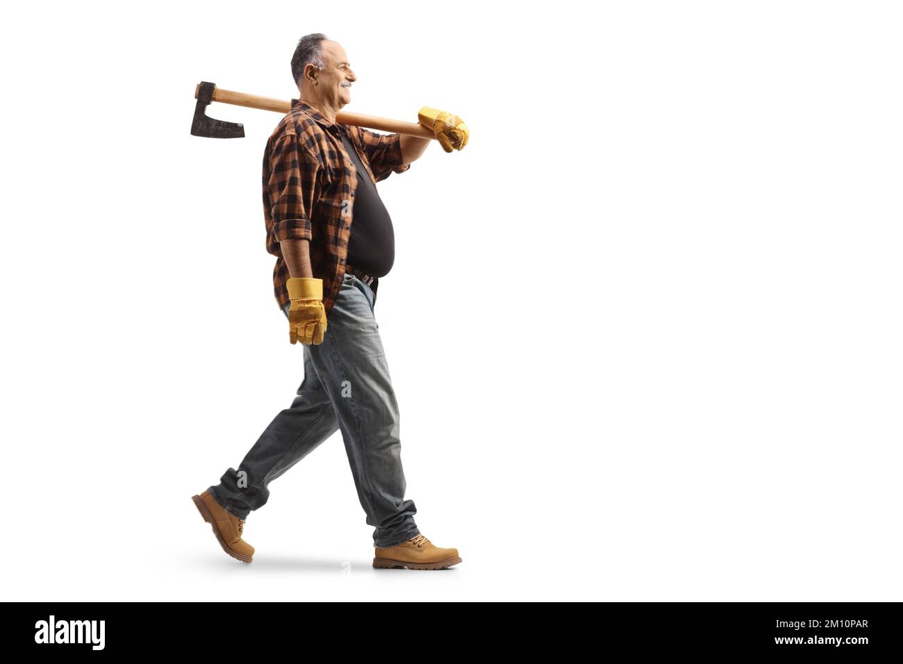 Man carrying an axe on his shoulder Cut Out Stock Images & Pictures - Alamy