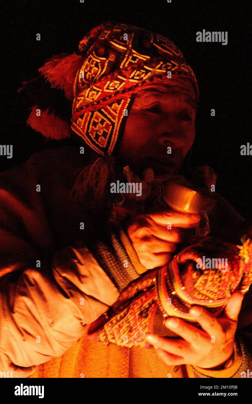 An Incan priest conducts a prosperity ritual Stock Photo - Alamy