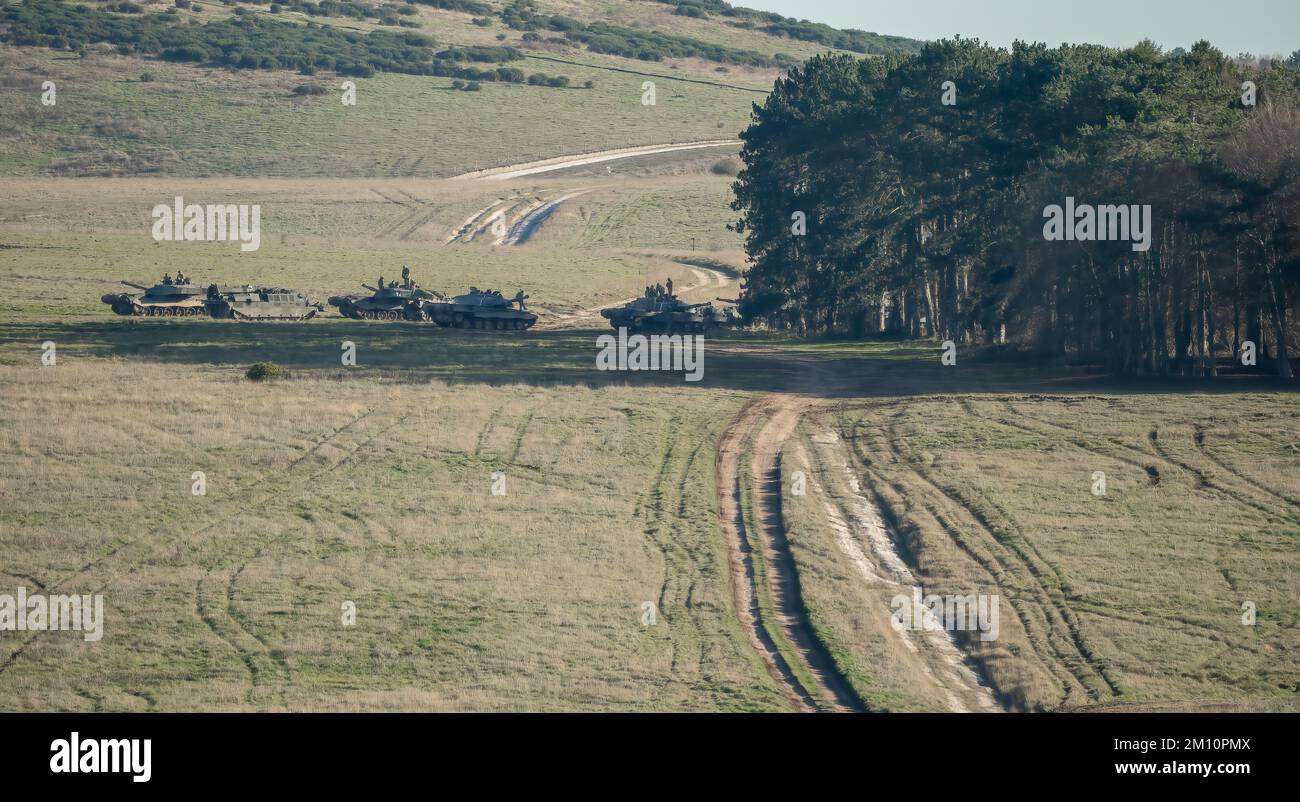 a squadron of British army FV4034 Challenger 2 ii main battle tanks on ...