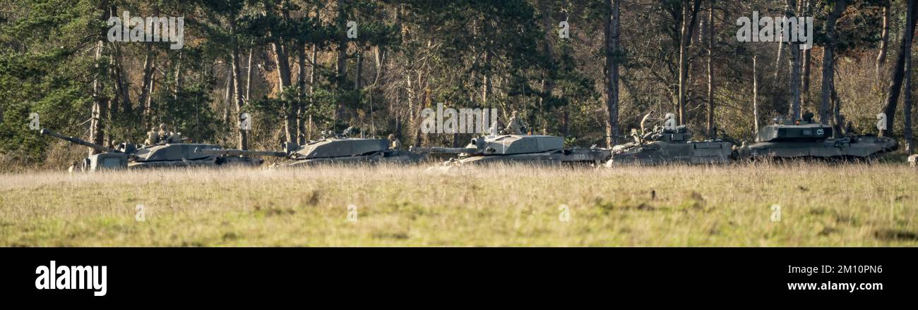 a squadron of British army FV4034 Challenger 2 ii main battle tanks on ...