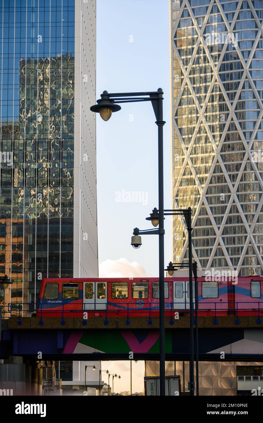 LONDON - November 4, 2020: Docklands Light Railway DLR train crosses ...