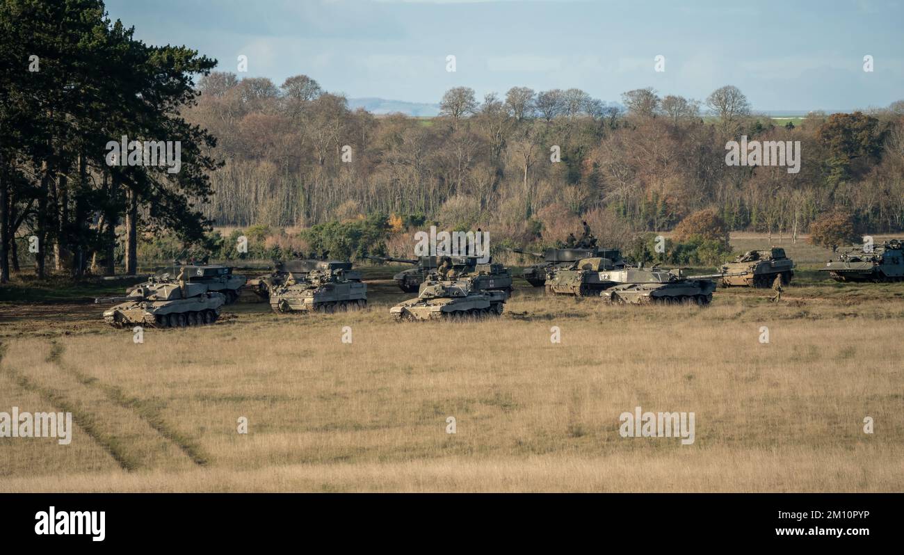 a squadron of British army FV4034 Challenger 2 ii main battle tanks on ...