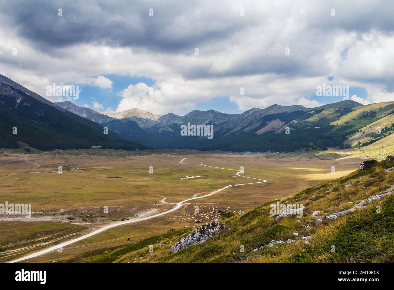 The 'Piani di Pezza' a valley in the mountains in Abruzzo, province of ...