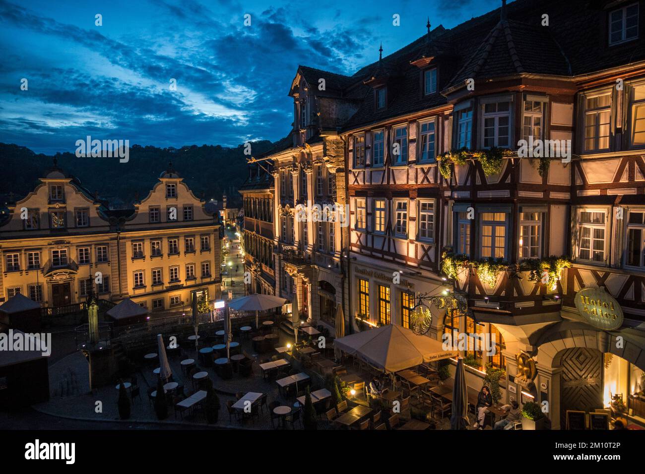 Hotel Adler by Markplatz, Schwäbish Hall. Small town in Germany Stock ...