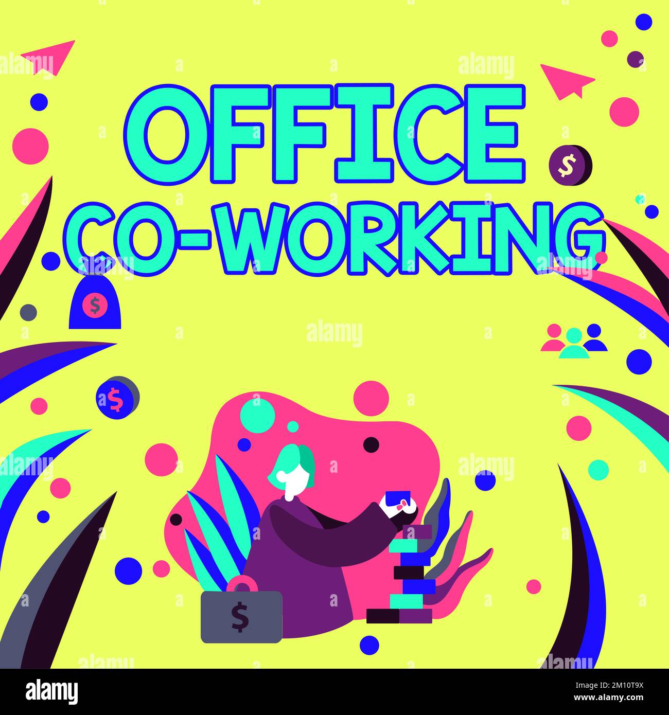Sign displaying Office Co Working. Business showcase Business services ...