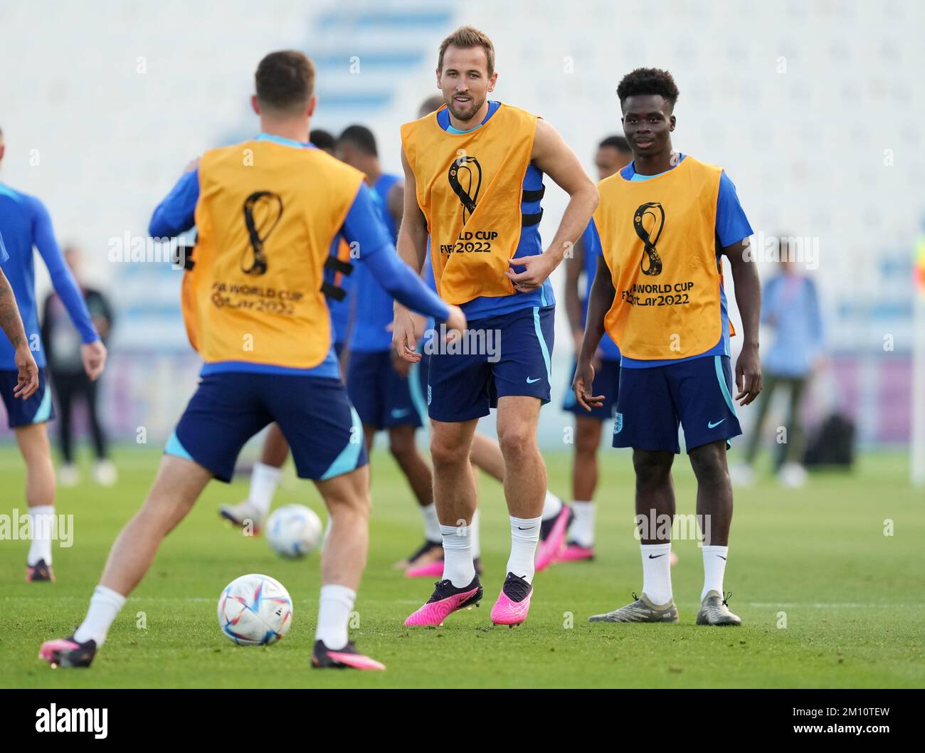 England's Harry Kane and Bukayo Saka during a training session at the ...