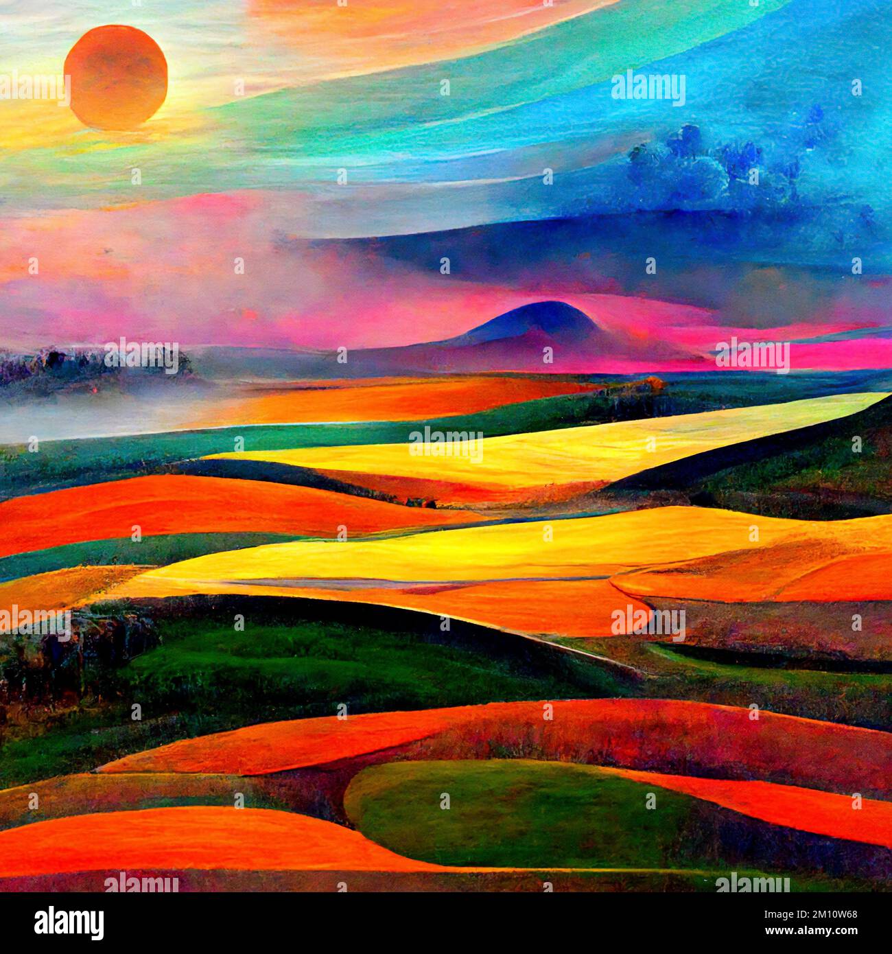 A scenic view of a rainbow mountain landscape cool for background or ...