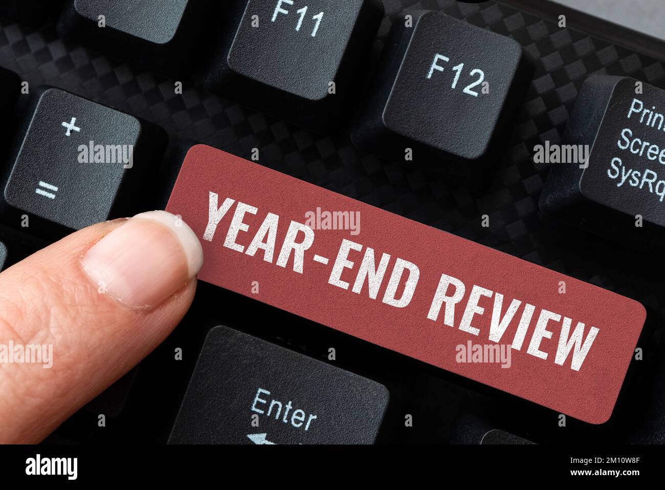 Conceptual caption Year End Review. Conceptual photo annual assessment ...