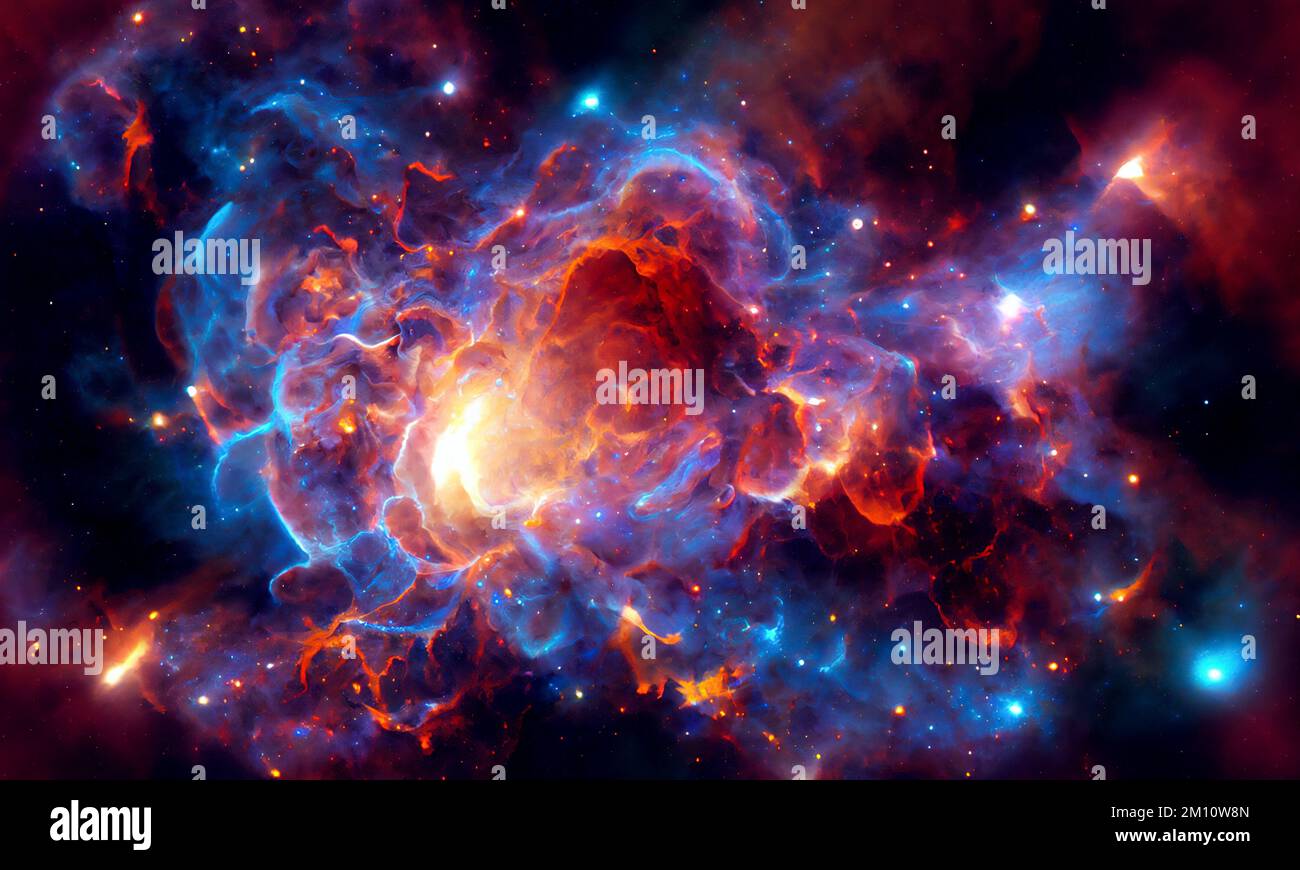A colorful nebula explosion effect on the space Stock Photo - Alamy
