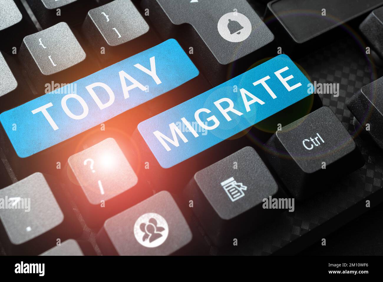 Conceptual caption Migrate. Internet Concept to move or travel from one ...