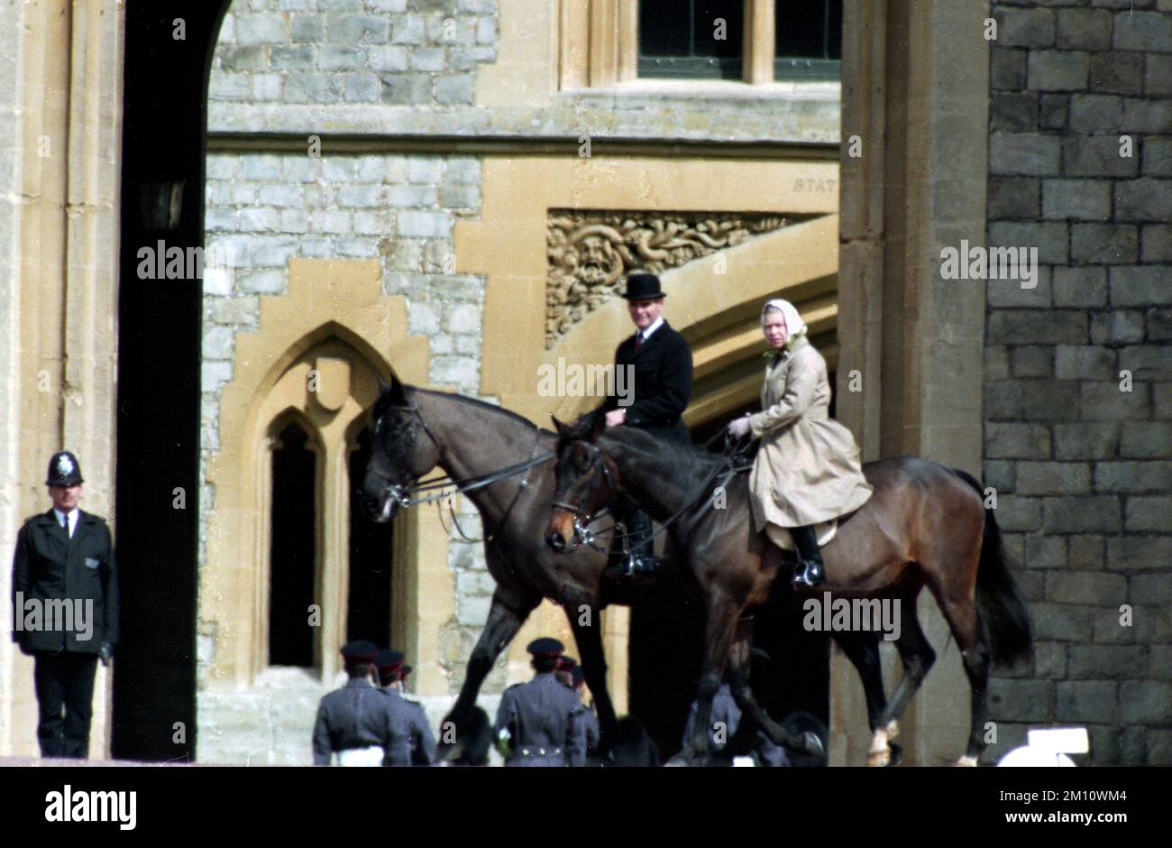 11 April 1993 Easter Day Riding at Windsor Castle The Queen goes for a ...