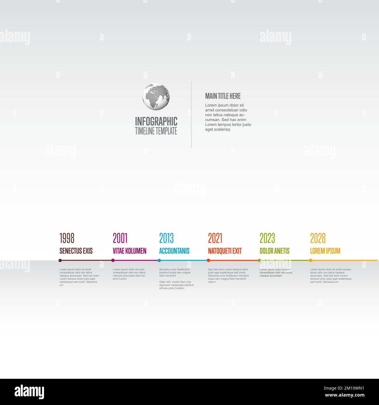 Vector light horizontal progress timeline template with six years ...
