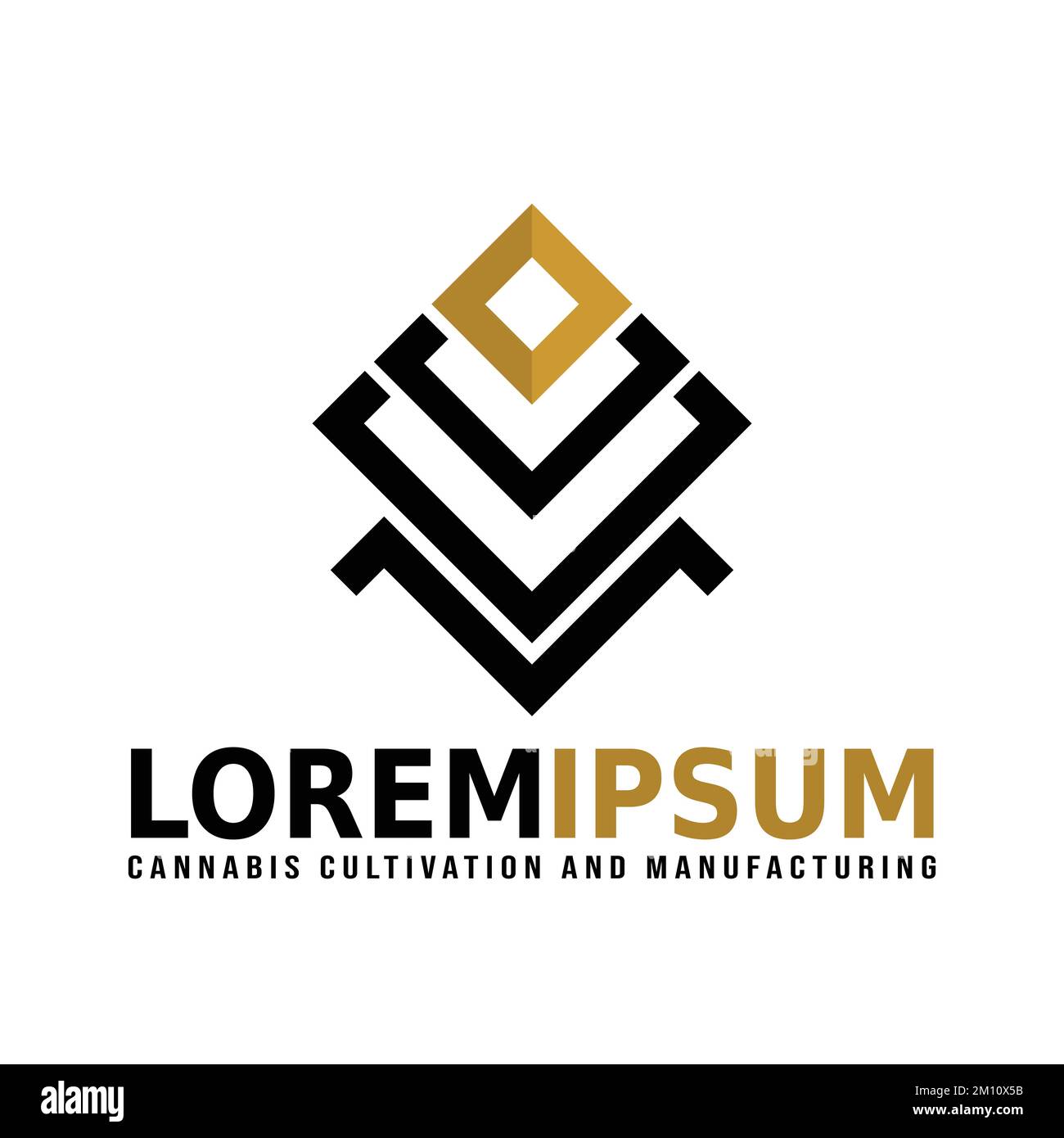 Modern line art cannabis cultivation logo on white background Stock ...