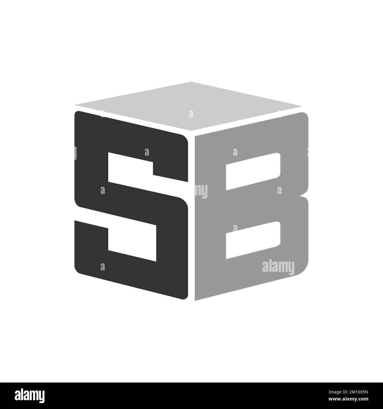 Letter SB logo in hexagon shape and white background, cube logo with ...