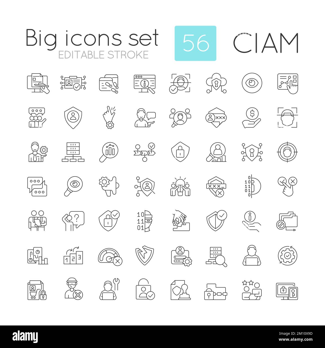 Consumer identity and access management linear icons set Stock Vector ...