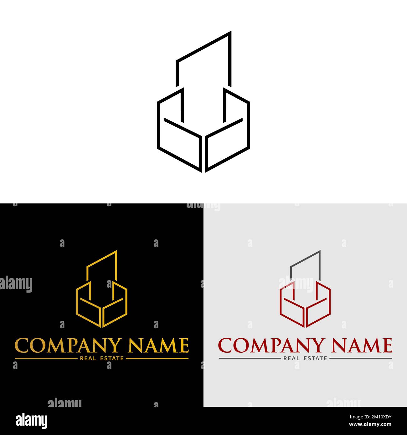 Minimalist real estate logo. Set on white, black, grey background Stock ...