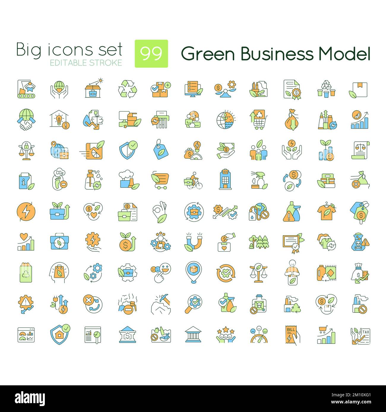 Environmental business model RGB color icons set Stock Vector Image ...