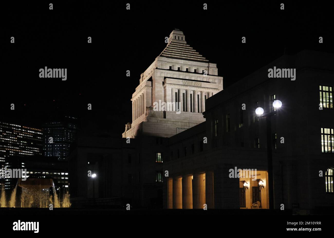 Tokyo, Japan. 9th Dec, 2022. Japan's National Diet building is lit up ...