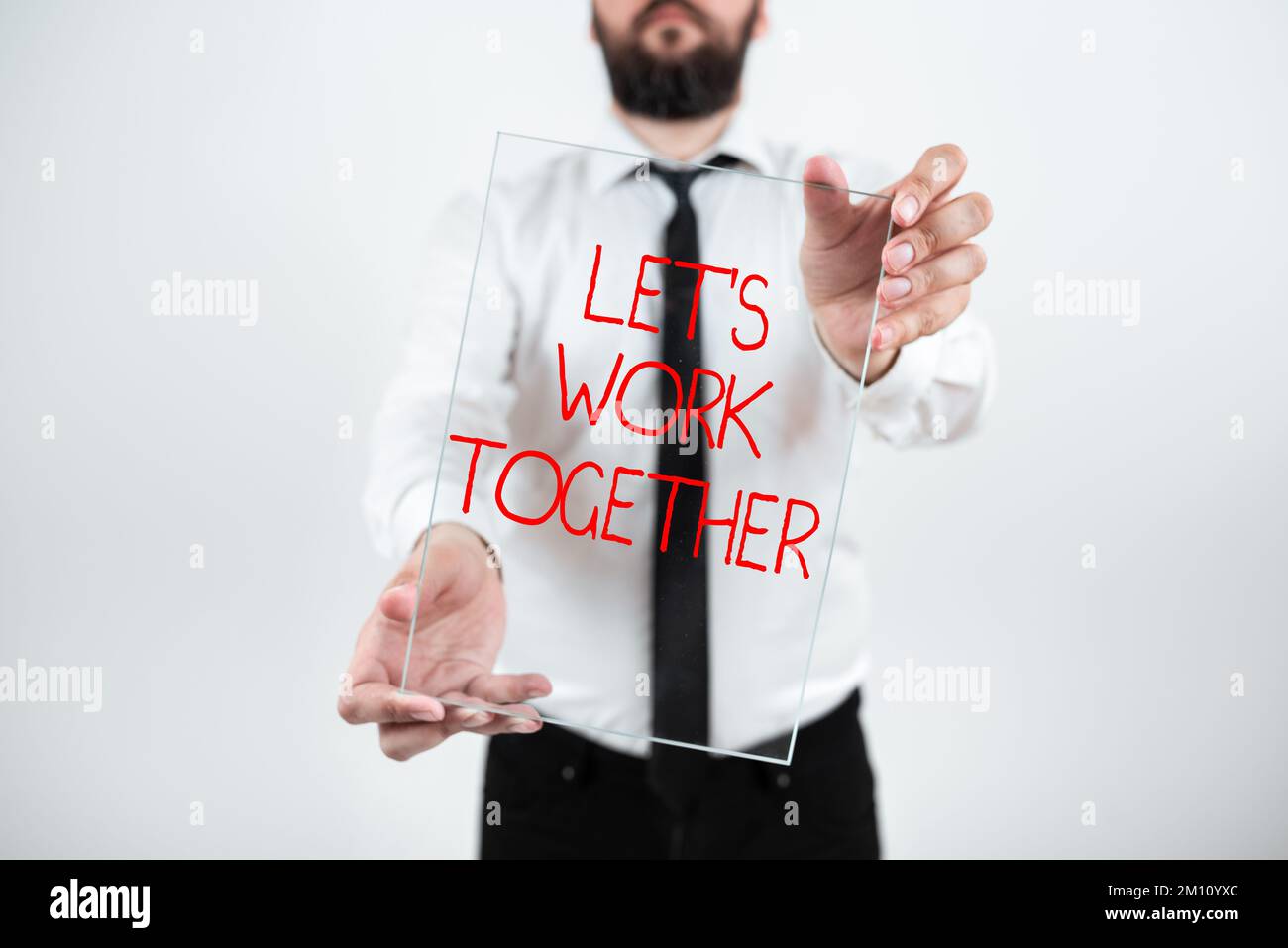 Inspiration showing sign Let's Work Together. Business approach Unite ...