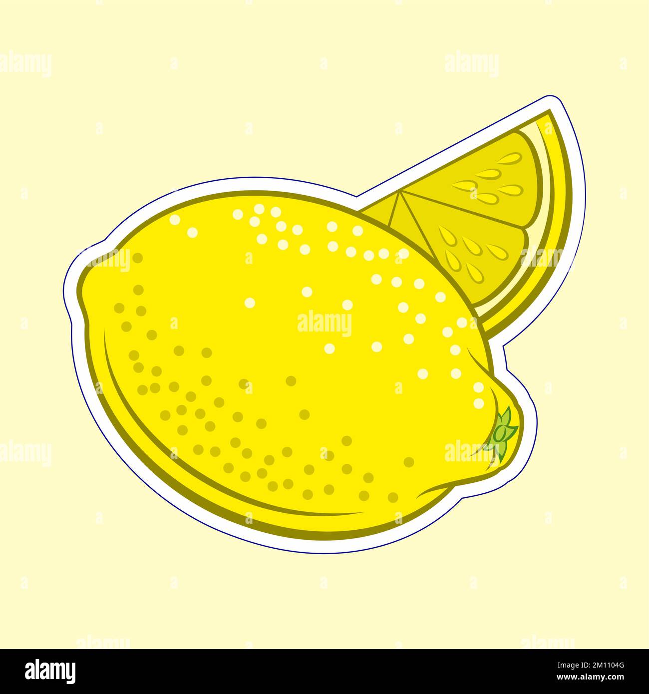 Illustration of Juicy Stylized Whole and Slice Lemon. Icon for Food ...