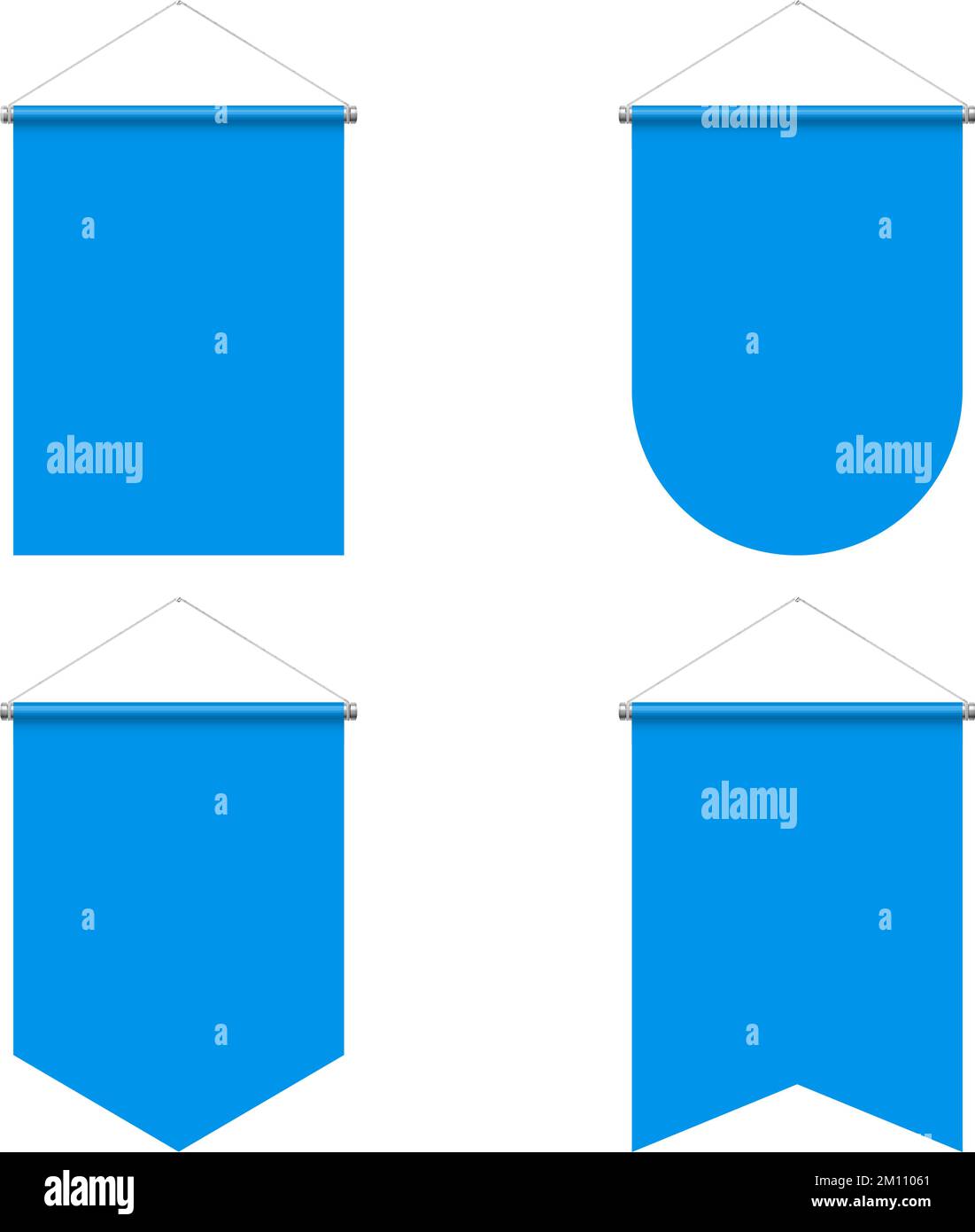 Template Blue Blank Realistic Pennant Set on Whitey Background ...