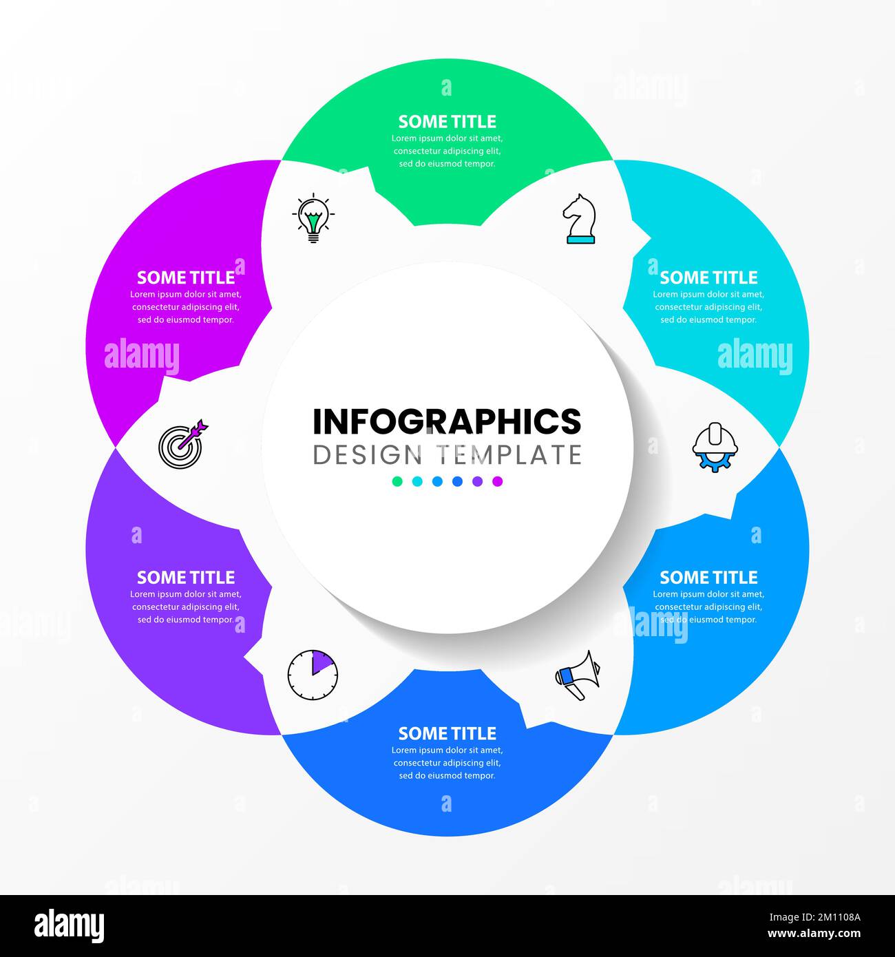 Infographic template with icons and 6 options or steps. Circle. Can be used for workflow layout ...