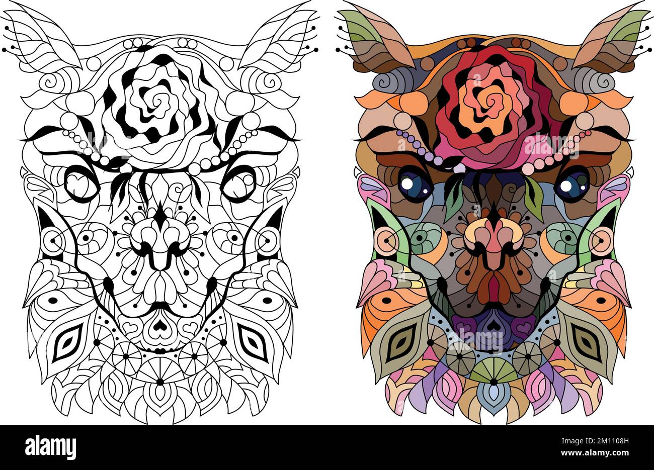 Head dog zentangle styled for coloring. May be used for print on t ...