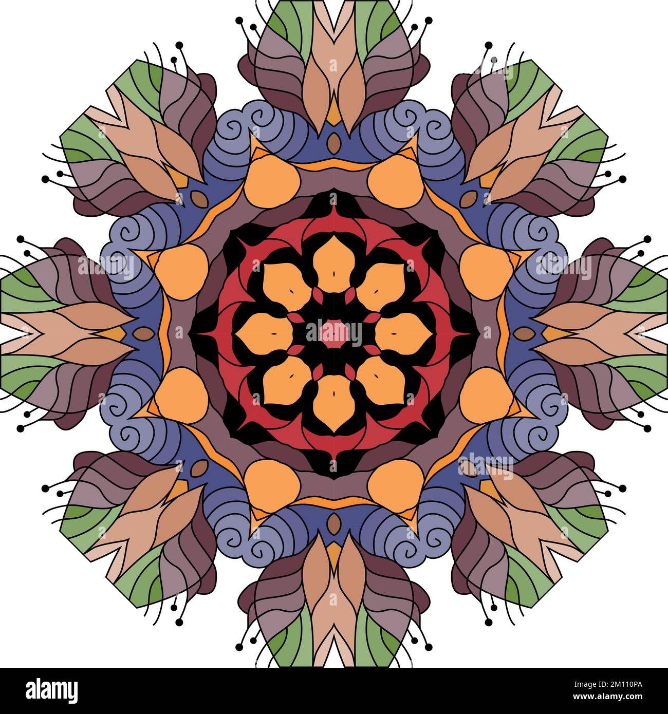 Decorative round ornaments. Unusual flower shape. Oriental vector, Anti ...