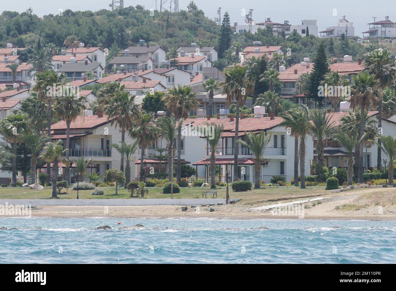View of the coastal town from the Mediterranean Sea at Arsuz Iskenderun ...