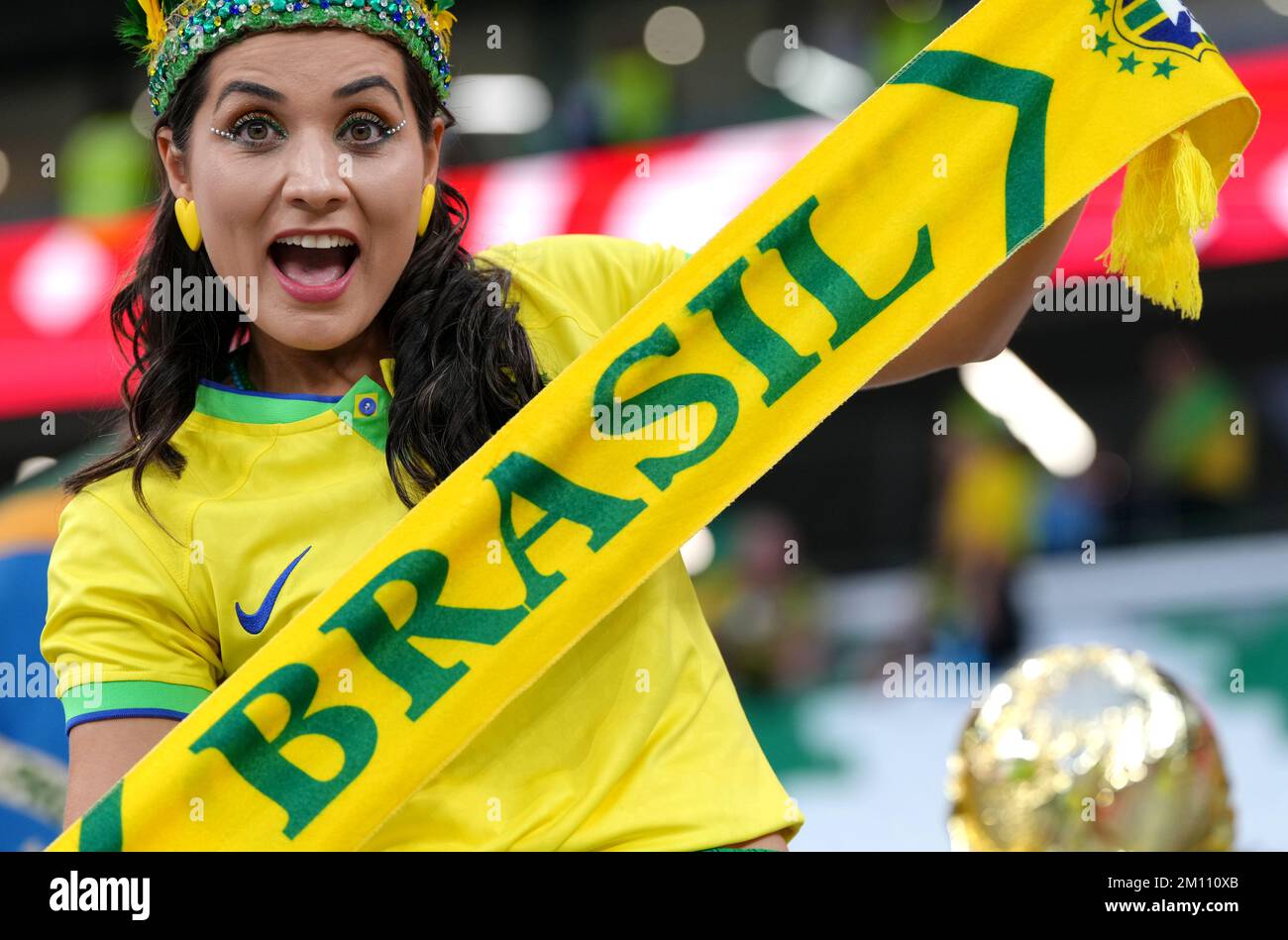 A Brazil fan in the stands ahead of the FIFA World Cup Quarter-Final ...