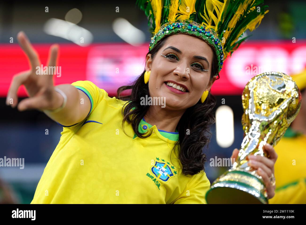 A Brazil fan in the stands ahead of the FIFA World Cup Quarter-Final ...
